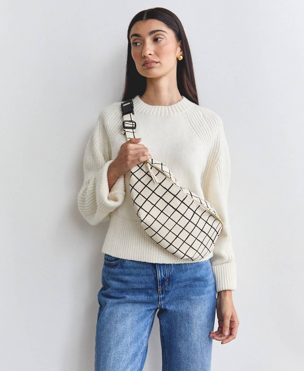 Block Print Grid Sling Bag | shell